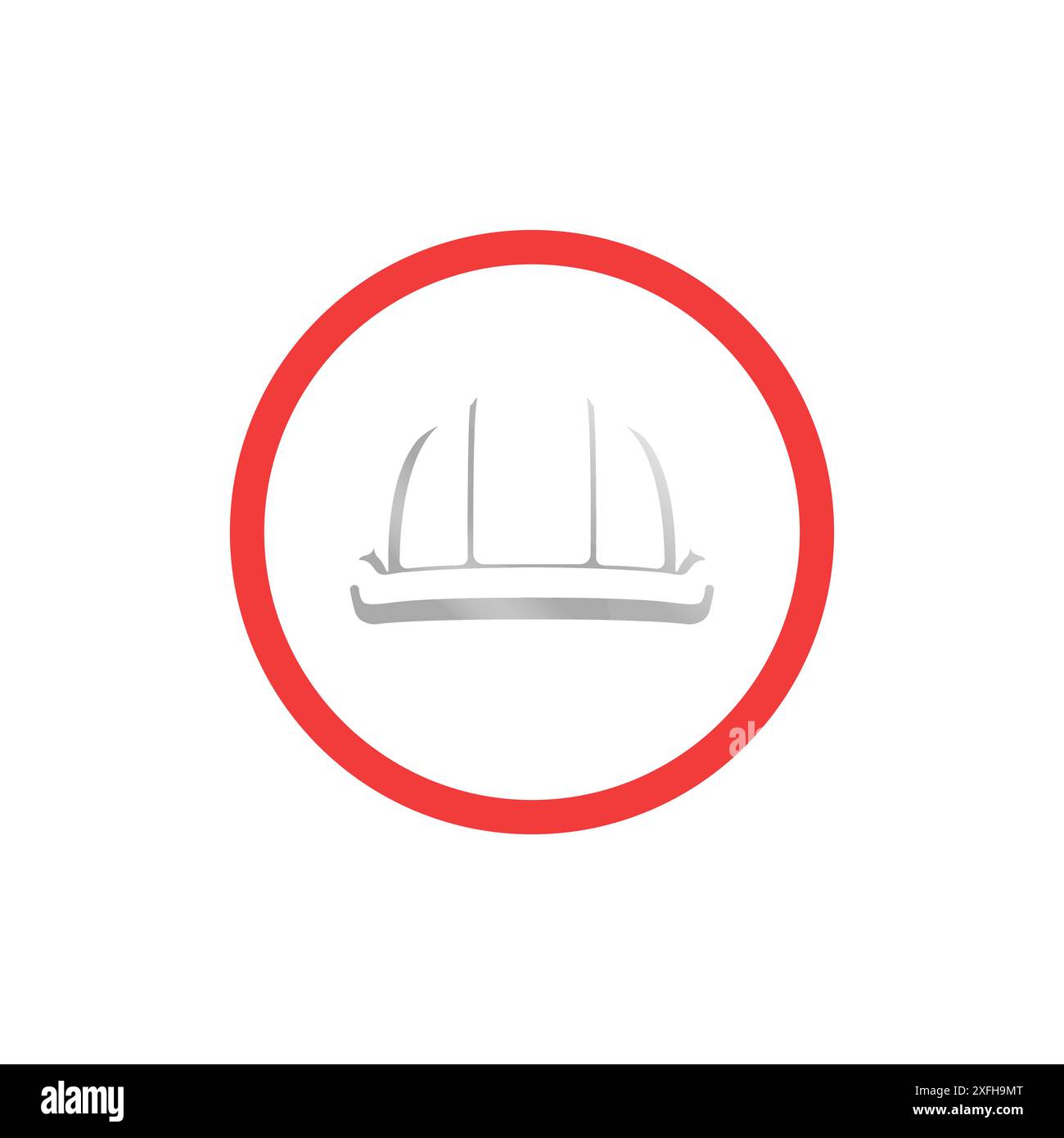 Head protection icon at work. Prohibition symbol with hard hat. Helmet ...