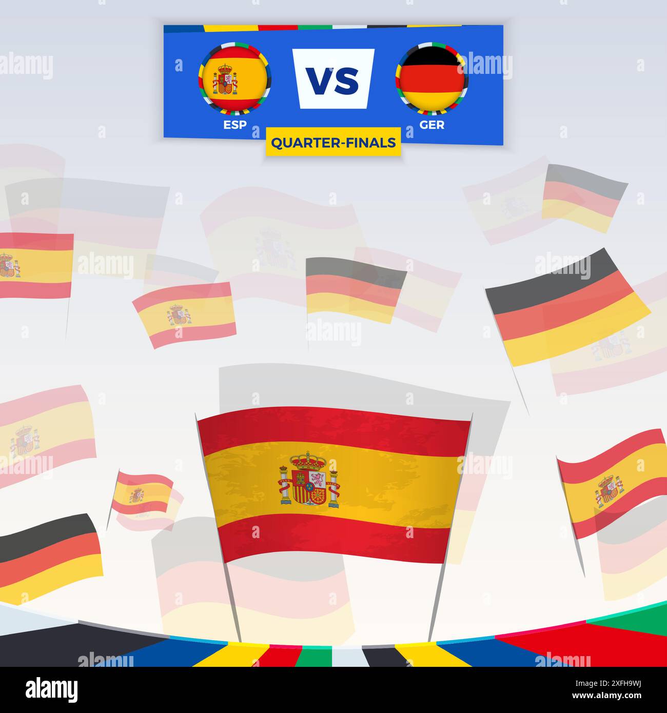 Football fans cheering with flags for the match between Spain vs ...