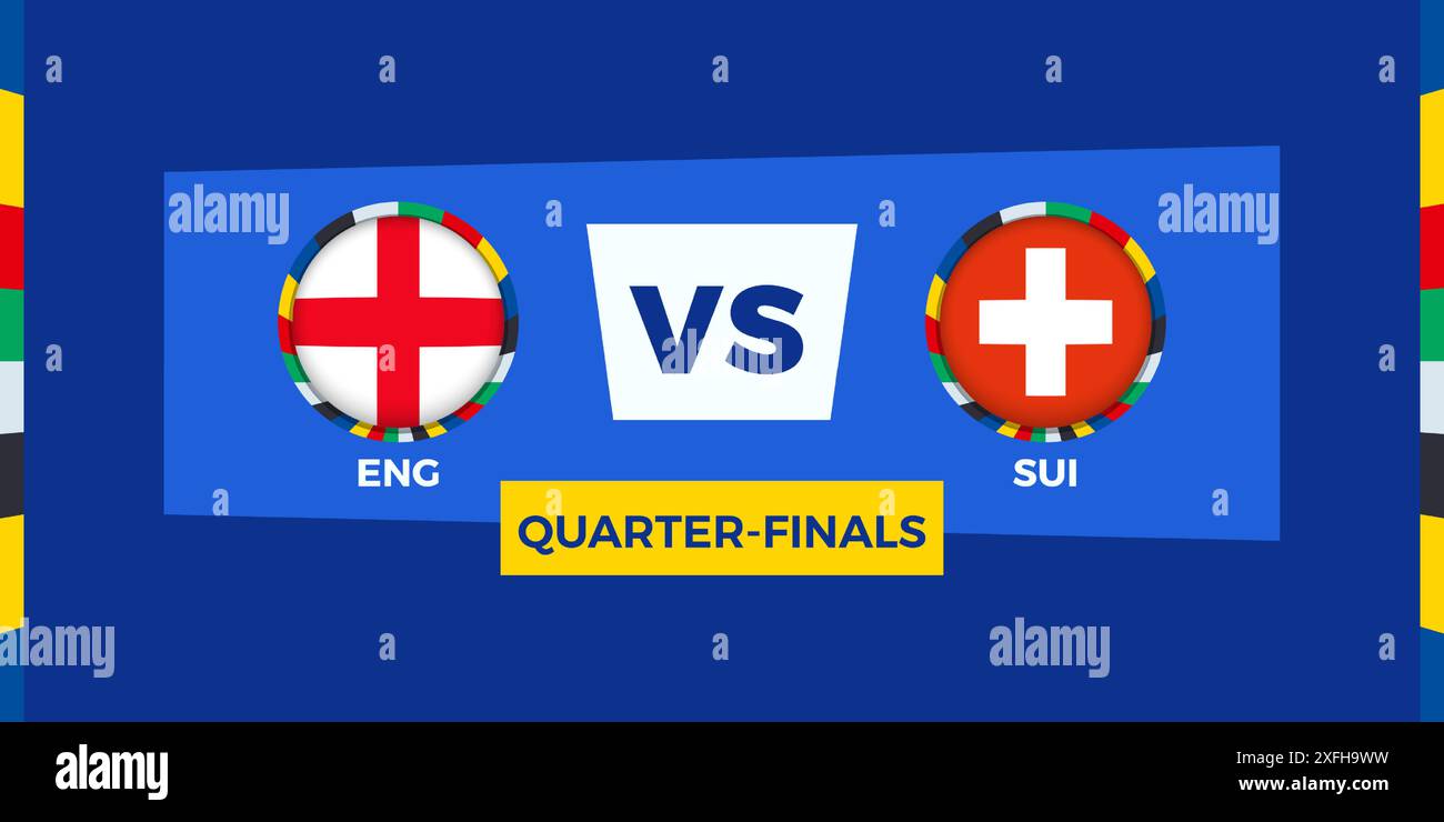 England vs Switzerland football match in Quarter Final. Football ...