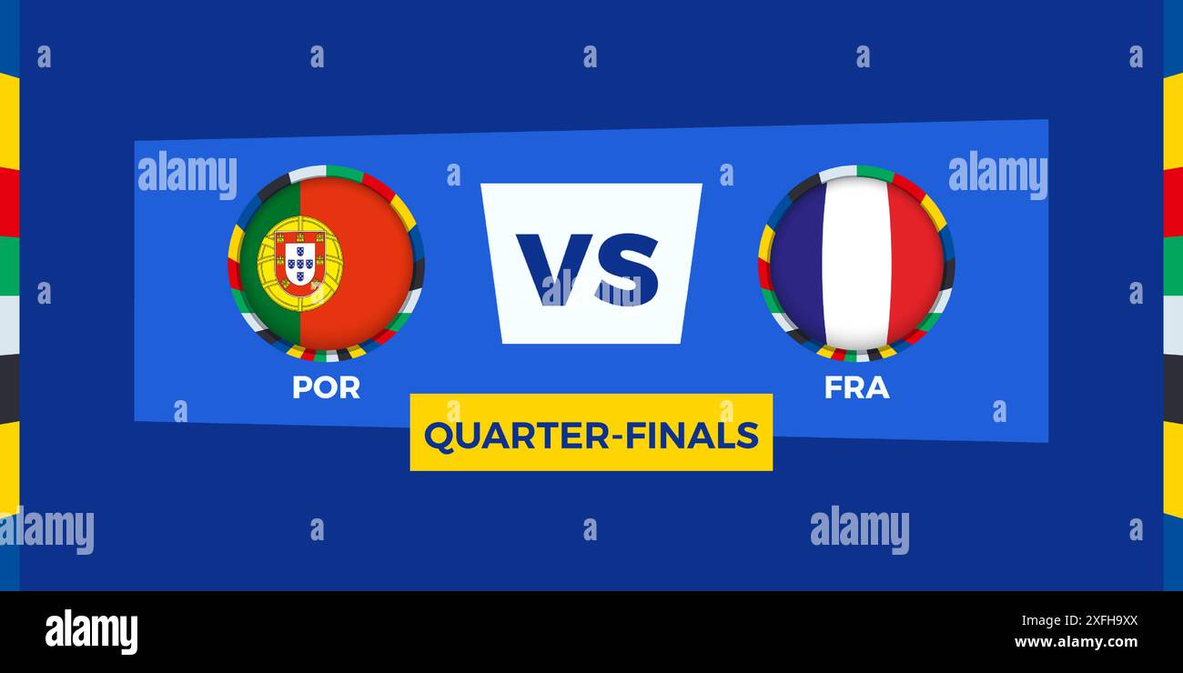 Portugal vs France football match in Quarter Final. Football ...