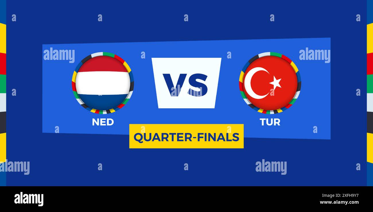 Netherlands vs Turkey football match in Quarter Final. Football ...