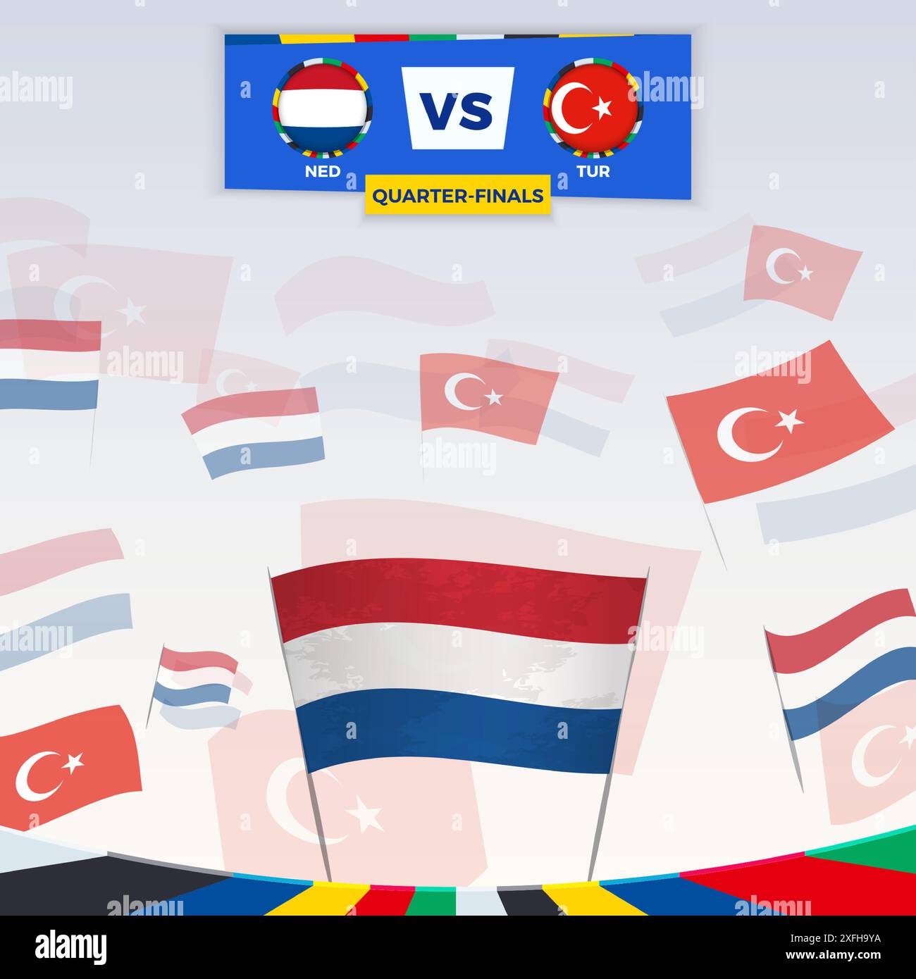 Football fans cheering with flags for the match between Netherlands vs ...