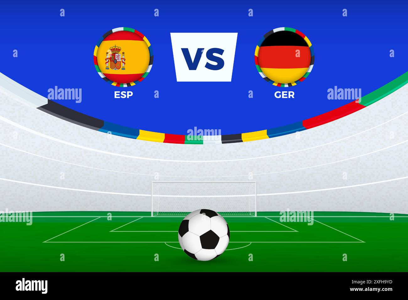 Illustration of stadium for football match between Spain vs Germany ...