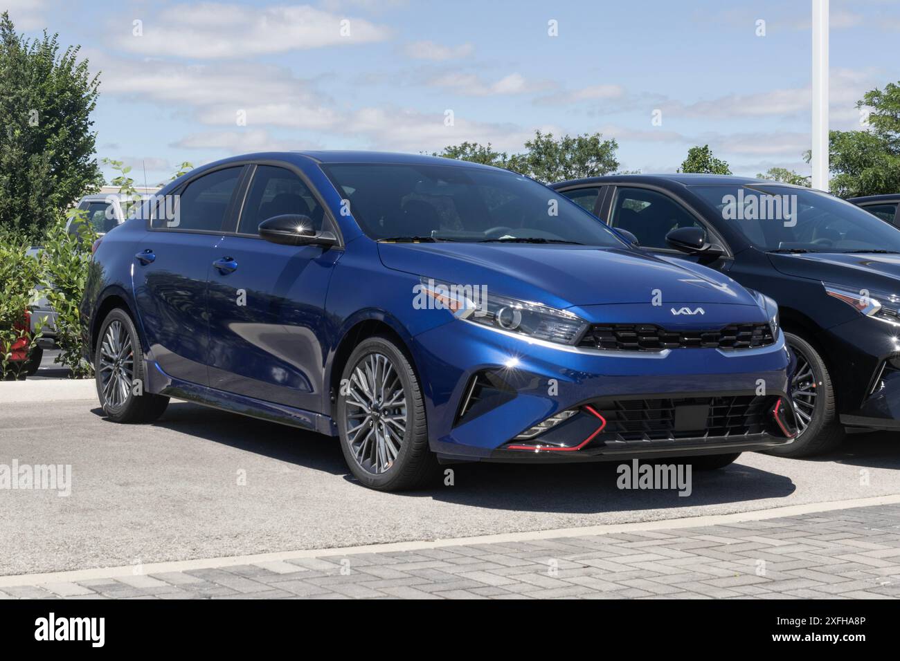 Indianapolis - June 30, 2024: Kia Forte GT-Line display at a dealership ...