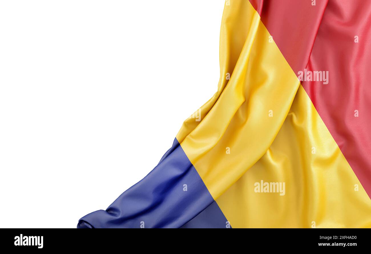Flag of Romania with empty space on the left. Isolated. 3D Rendering ...