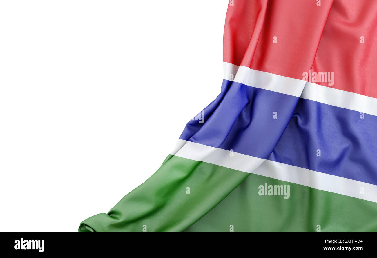 Flag of Gambia with empty space on the left. Isolated. 3D Rendering ...