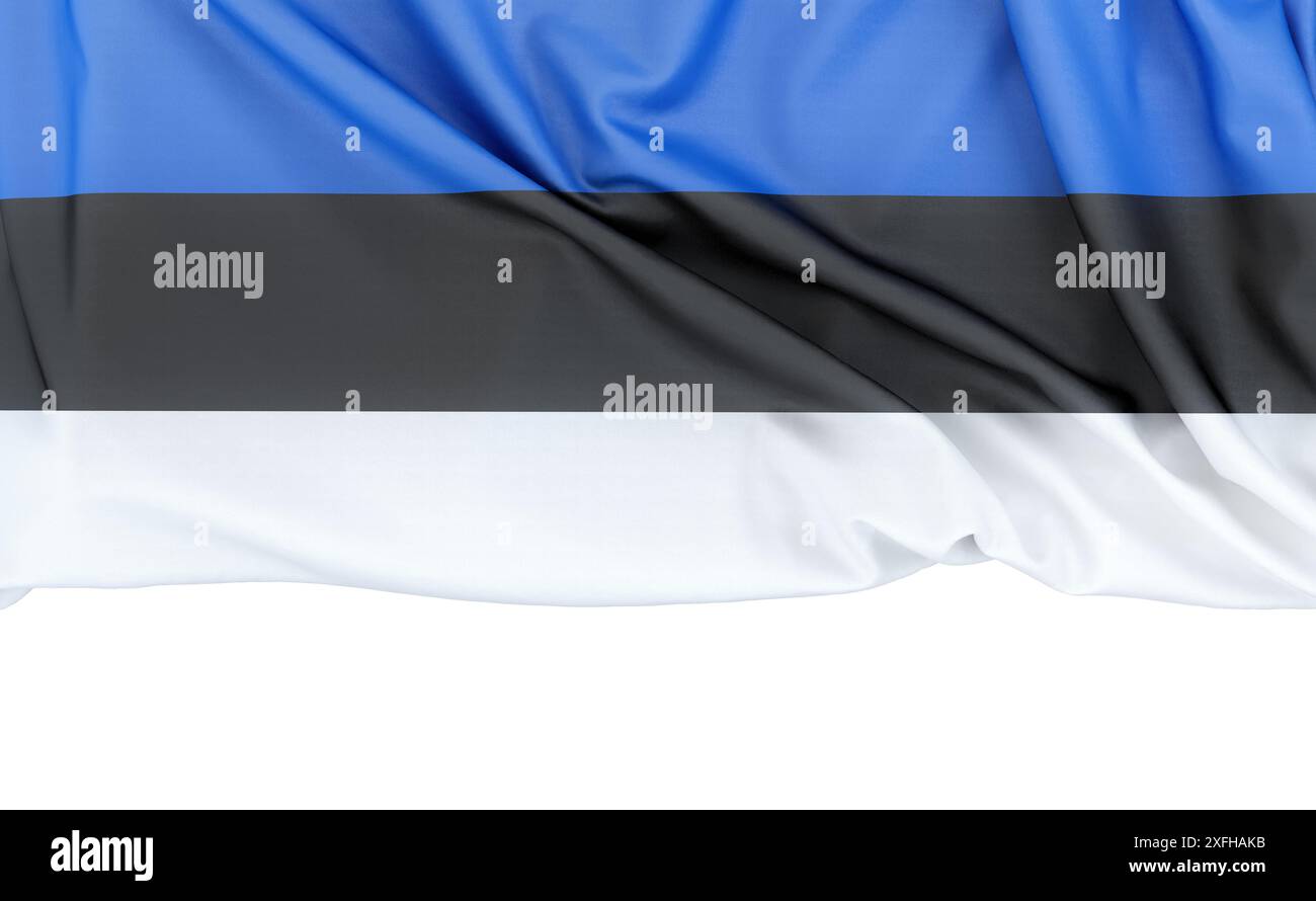 Flag of Estonia isolated on white background with copy space below. 3D rendering Stock Photo - Alamy