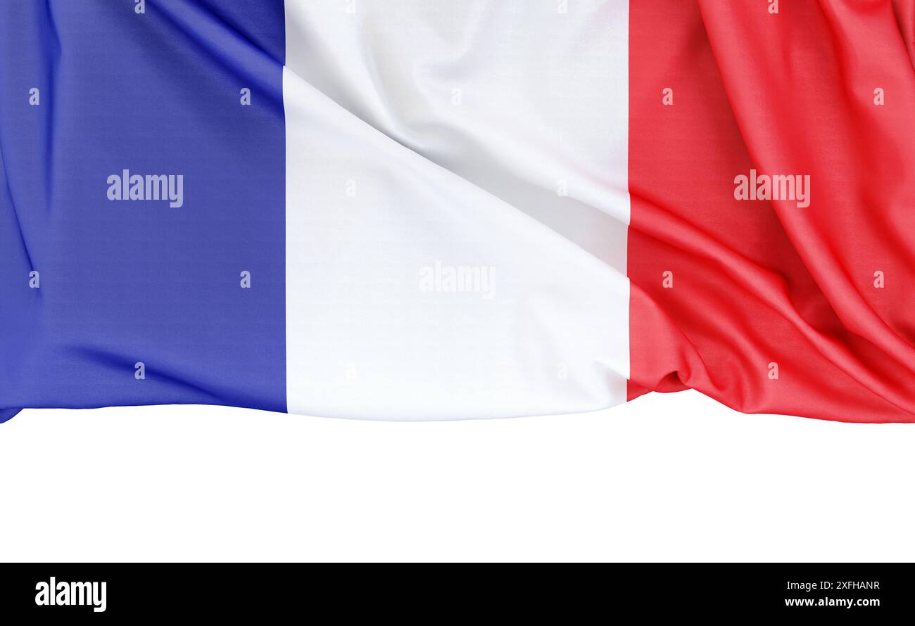 Flag of France isolated on white background with copy space below. 3D rendering Stock Photo - Alamy