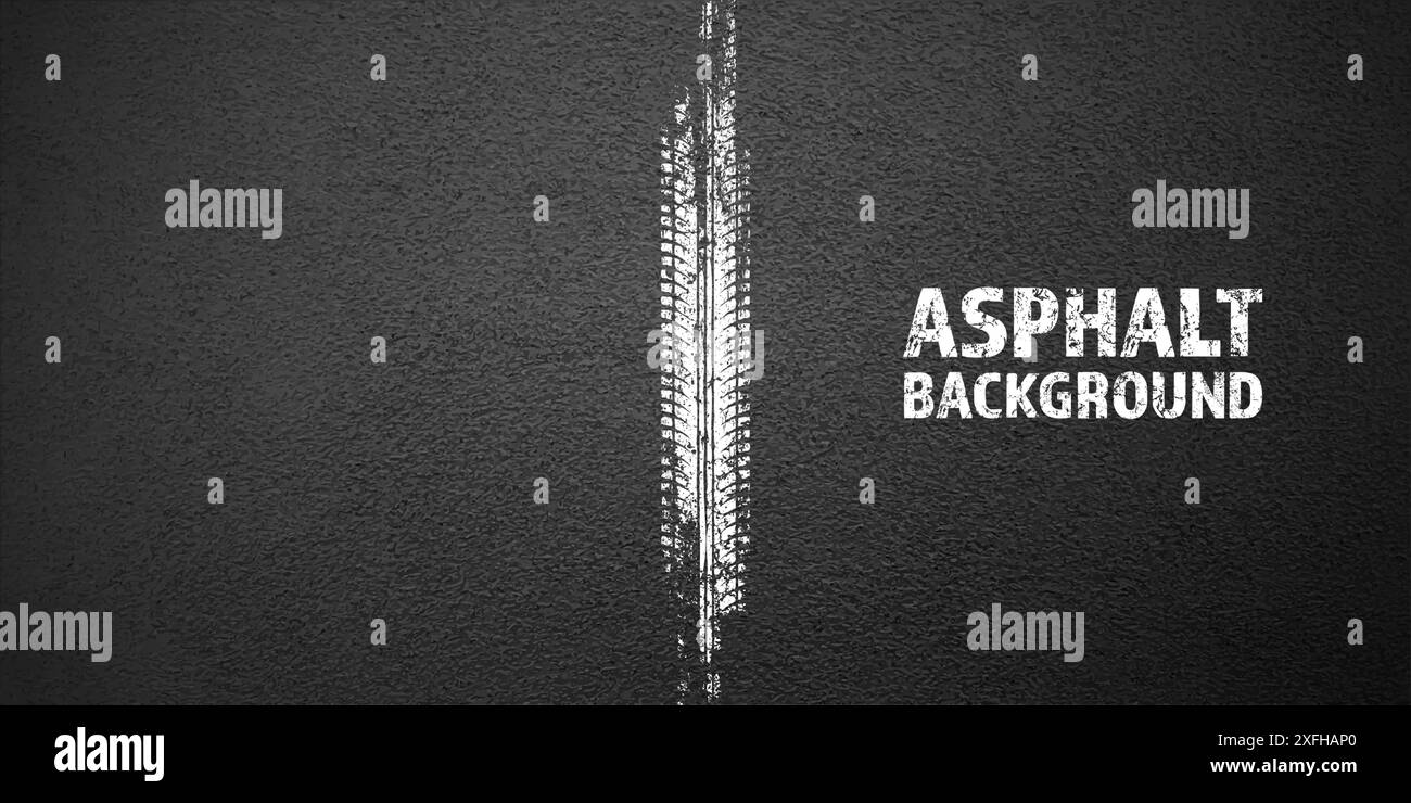 White grunge tire tracks, wheel braking marks. Truck, car or motorcycle ...