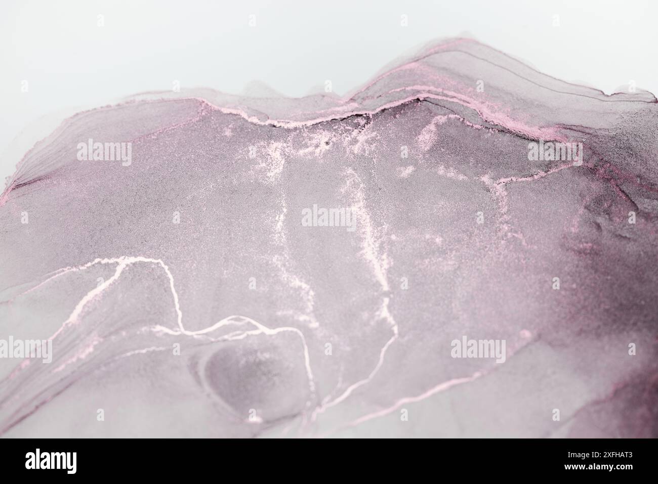 A close-up of an abstract ink painting featuring a subtle blend of pink ...
