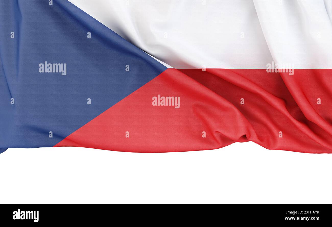 Flag of Czech Republic isolated on white background with copy space below. 3D rendering Stock ...