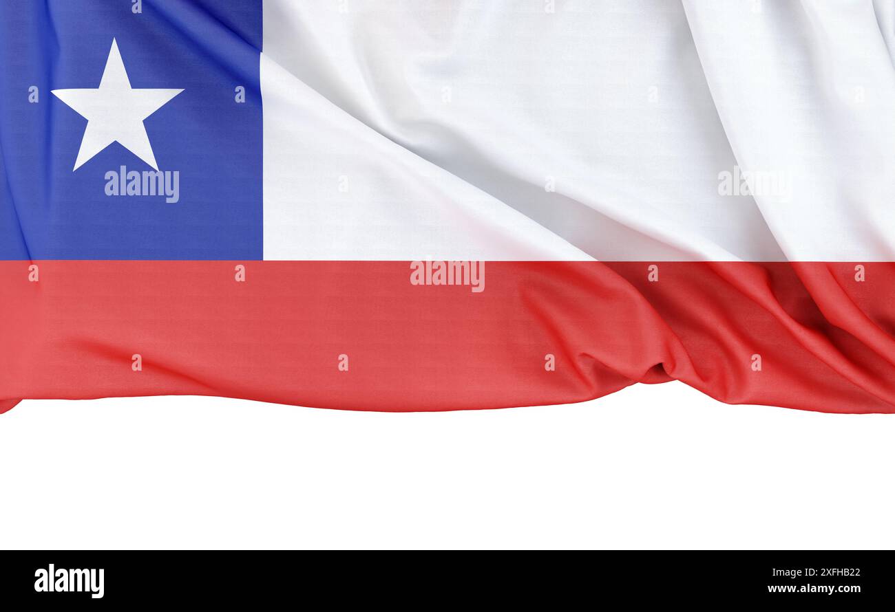 Flag of Chile isolated on white background with copy space below. 3D rendering Stock Photo - Alamy