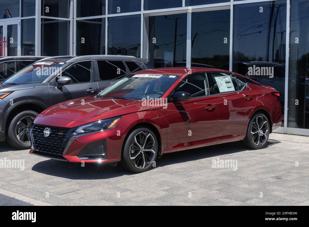 Indianapolis - June 30, 2024: Nissan Altima 2.5 SR display at a ...