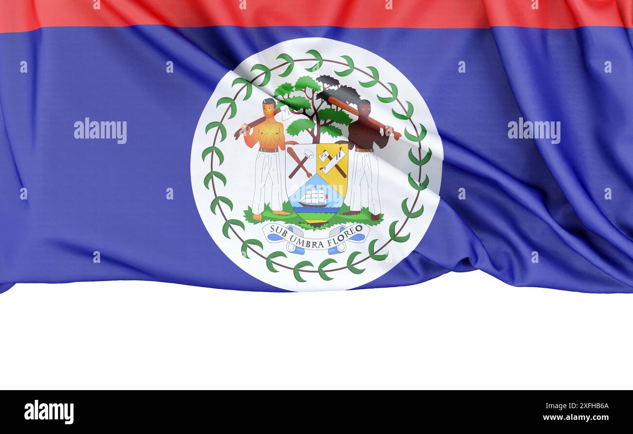Flag of Belize isolated on white background with copy space below. 3D rendering Stock Photo - Alamy