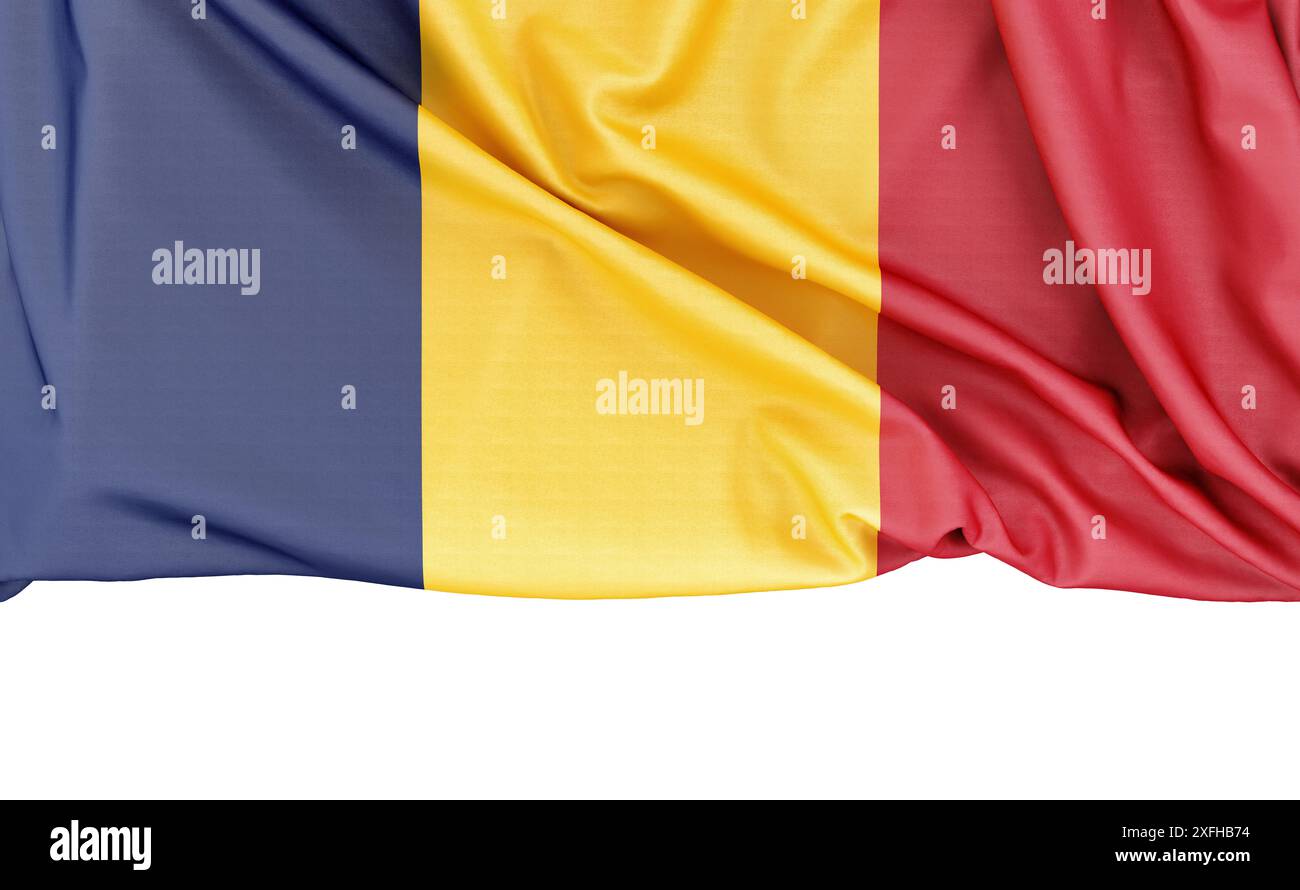 Flag of Chad isolated on white background with copy space below. 3D ...