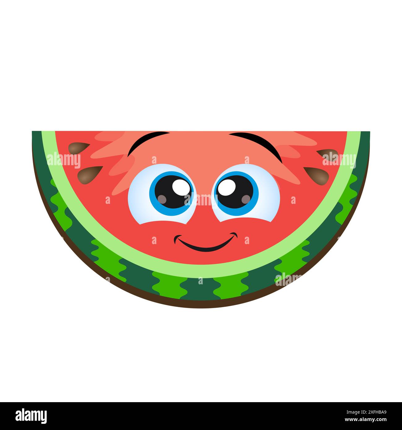 Cute Cartoon Watermelon Slice Character with funny eyes and smile ...