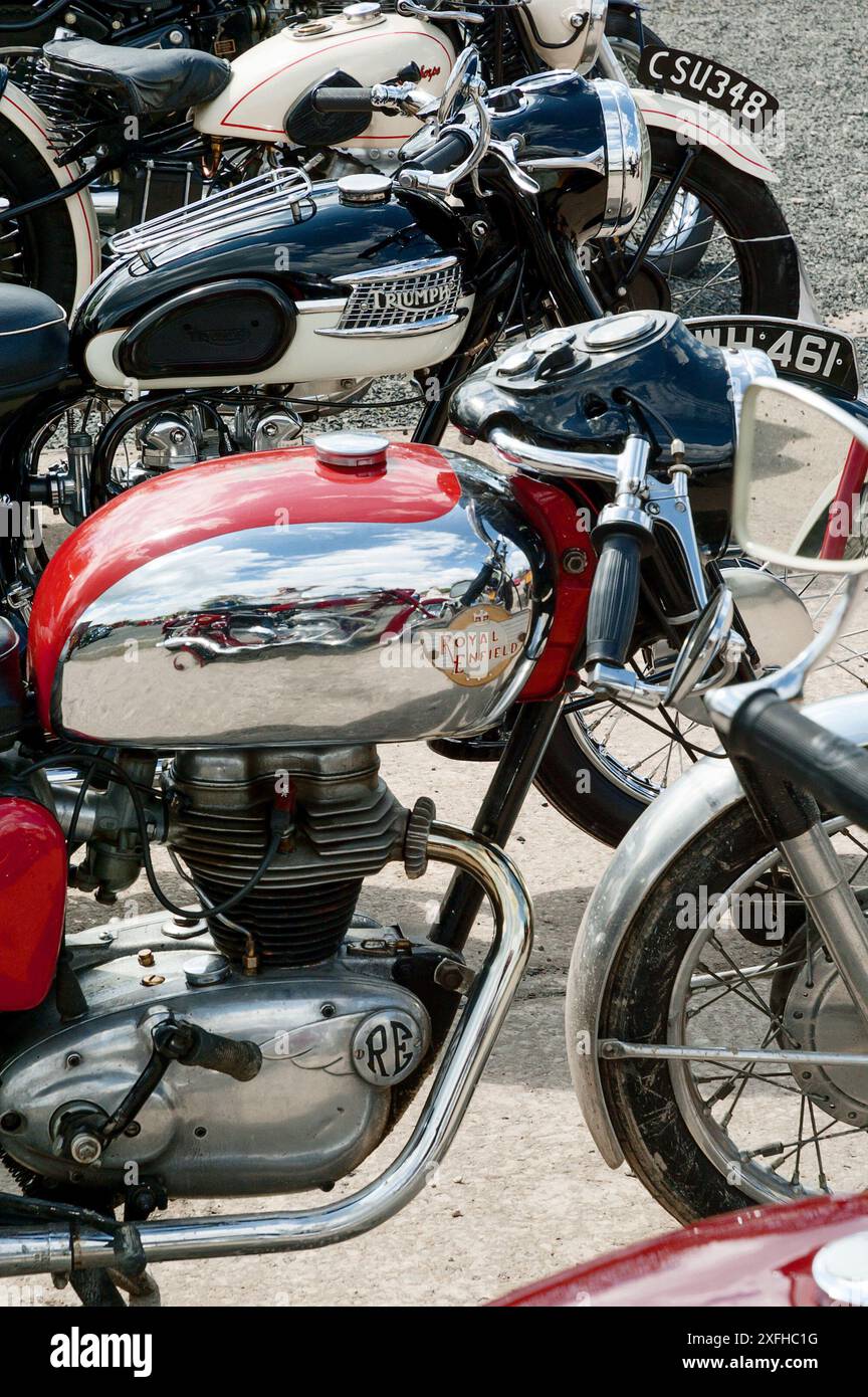 Royal Enfield, Triumph and Calthorpe motorcycles at a classic vehicles ...