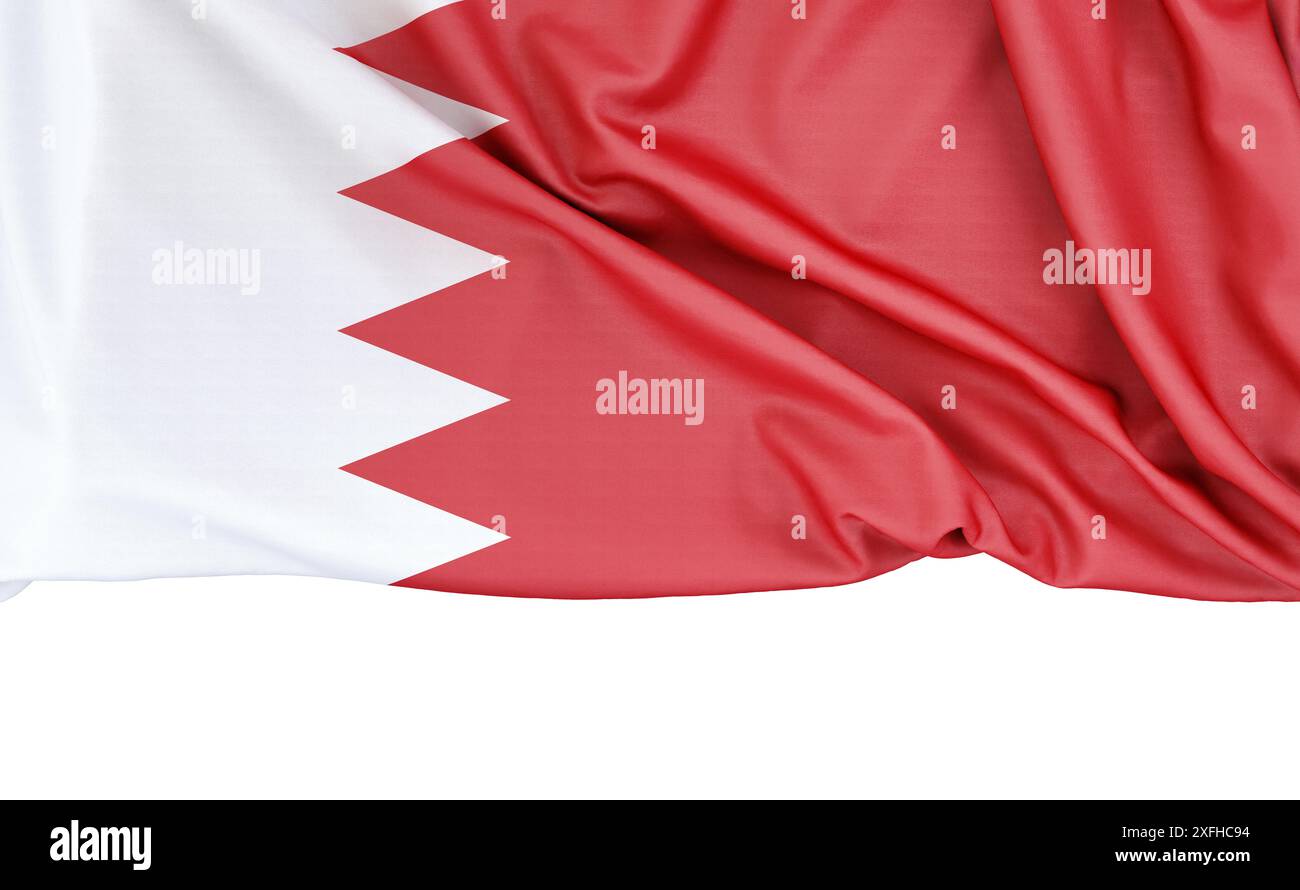 Flag of Bahrain isolated on white background with copy space below. 3D rendering Stock Photo - Alamy