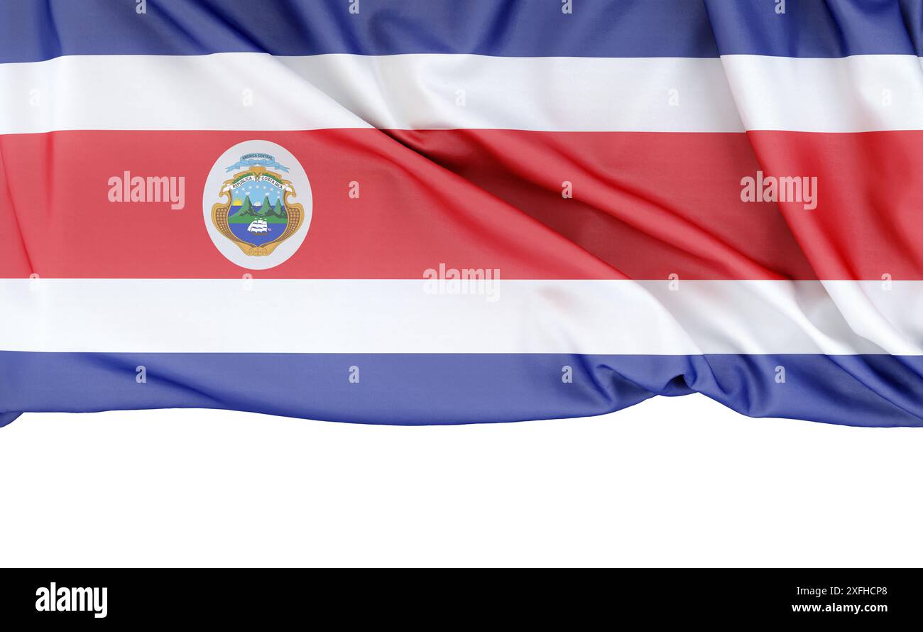 Flag of Costa Rica isolated on white background with copy space below. 3D rendering Stock Photo ...