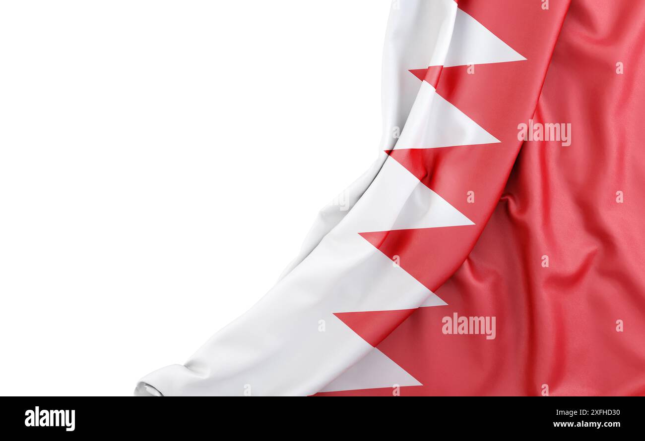Flag of Bahrain with empty space on the left. Isolated. 3D Rendering ...