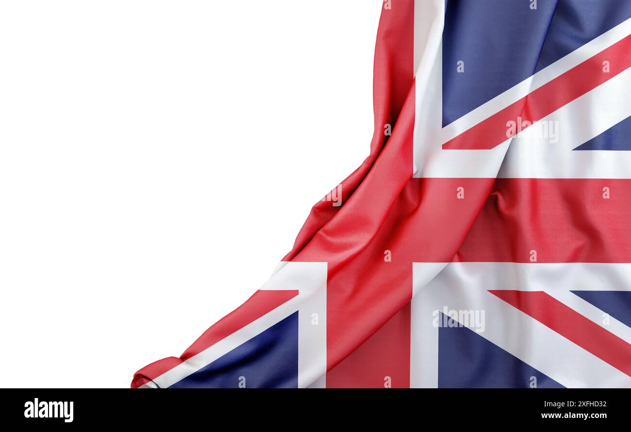 Flag of United Kingdom with empty space on the left. Isolated. 3D ...