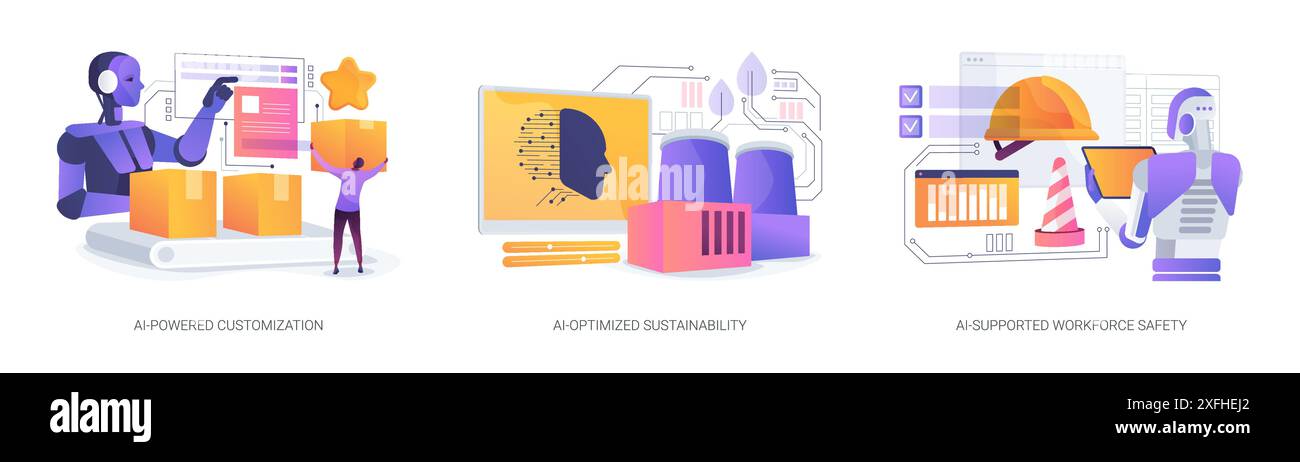 Ai Supported Manufacturing Processes Abstract Concept Vector