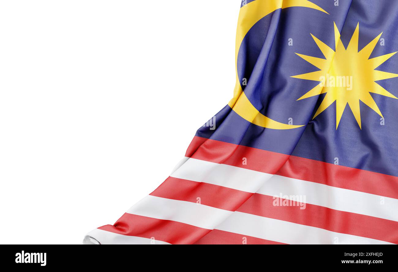 Flag of Malaysia with empty space on the left. Isolated. 3D Rendering ...