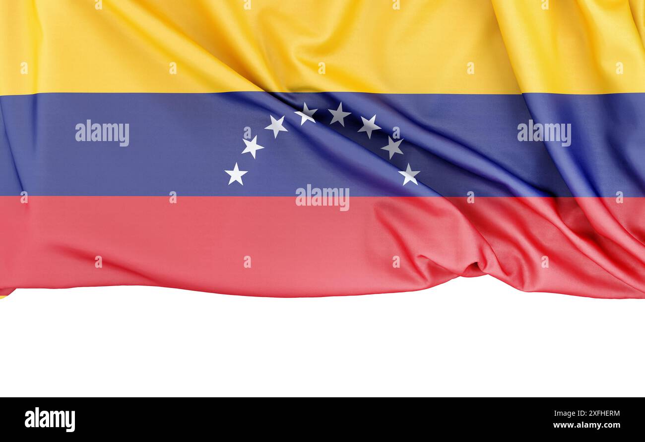 Flag of Venezuela isolated on white background with copy space below ...