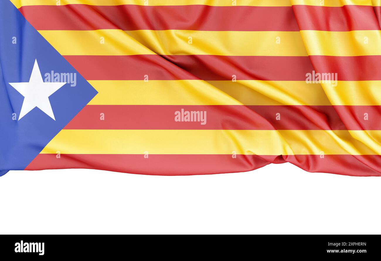 Flag of Catalonia isolated on white background with copy space below ...
