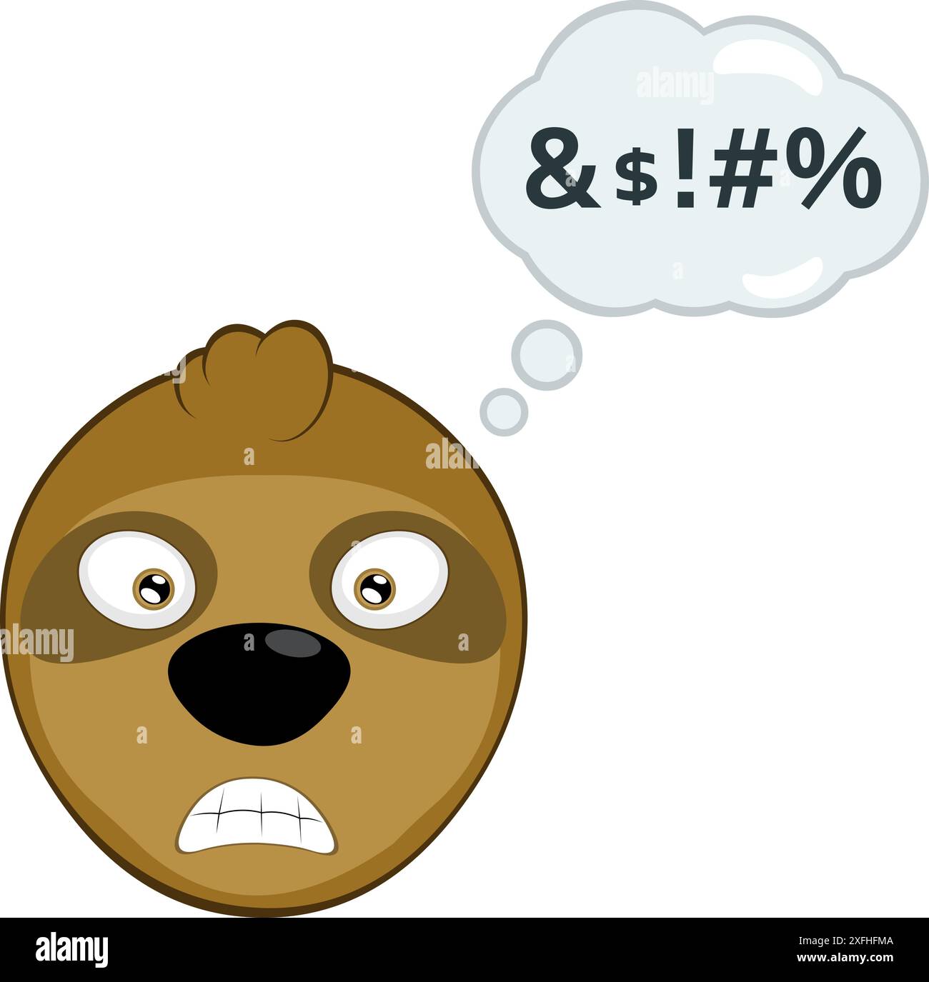 vector illustration face bear sloth character animal cartoon, angry ...