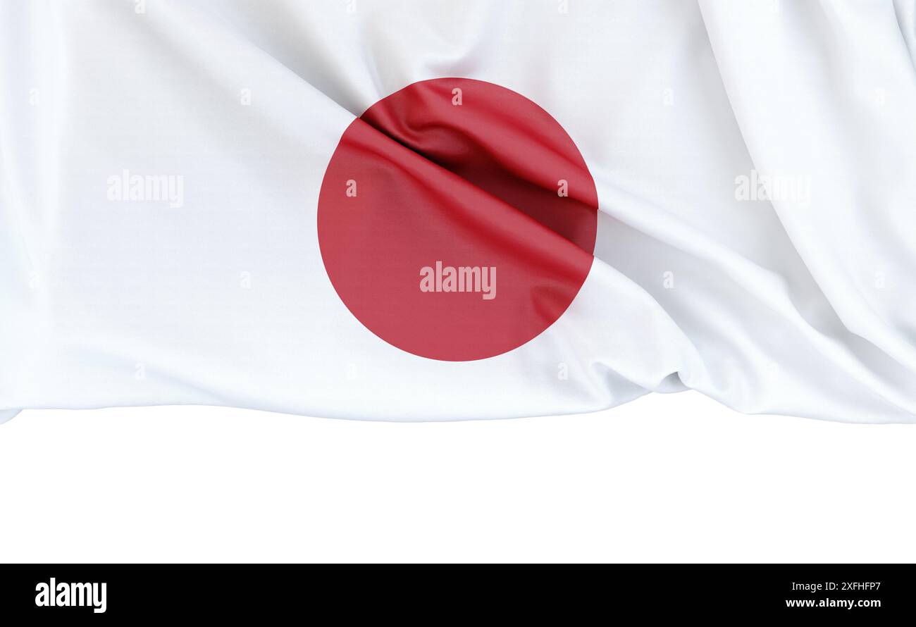 Flag of Japan on white background with copy space below. 3D rendering ...