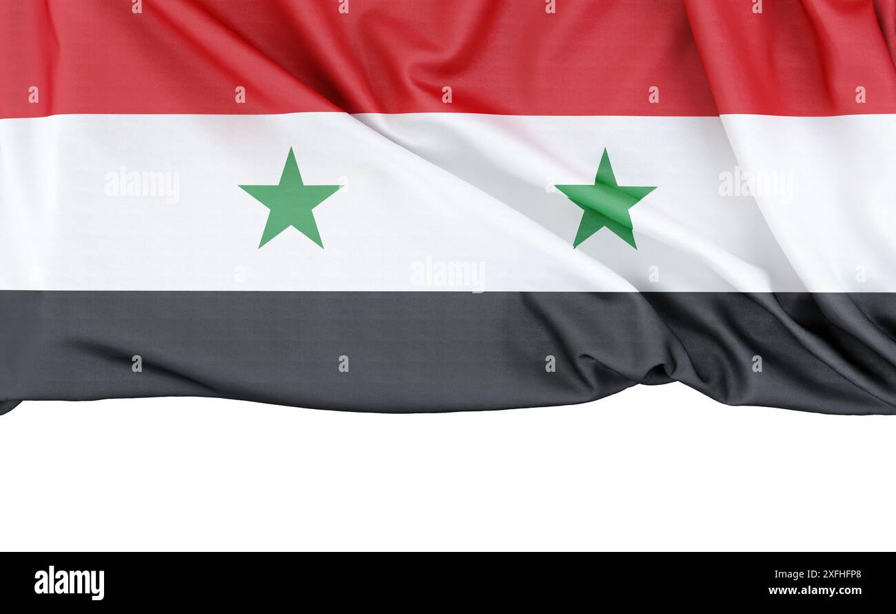 Flag of Syria on white background with copy space below. 3D rendering ...