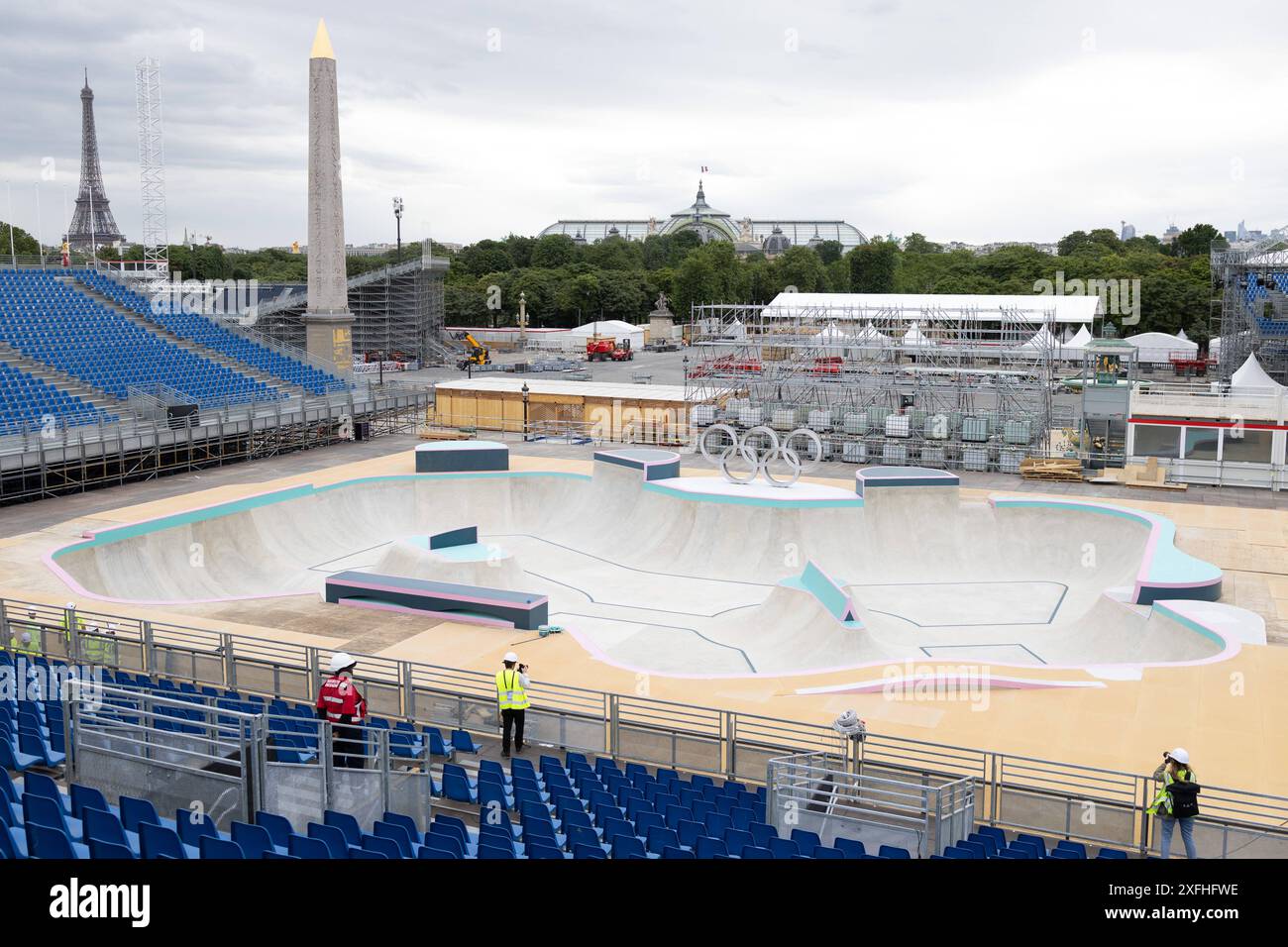 Paris, France. 03rd July, 2024. General view of the skateboarding park ...