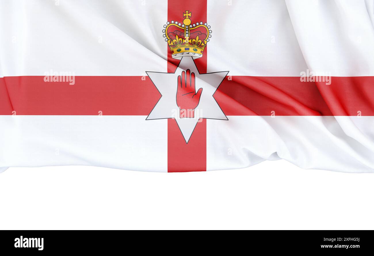 Flag of Northern Ireland (Ulster Banner) on white background with copy ...
