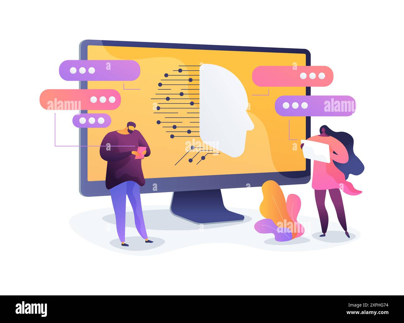 Ai Enhanced Chatbot Interactions Abstract Concept Vector Illustration