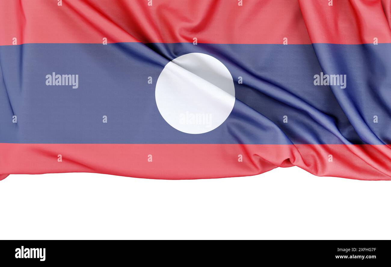 Flag of Laos isolated on white background with copy space below. 3D rendering Stock Photo - Alamy