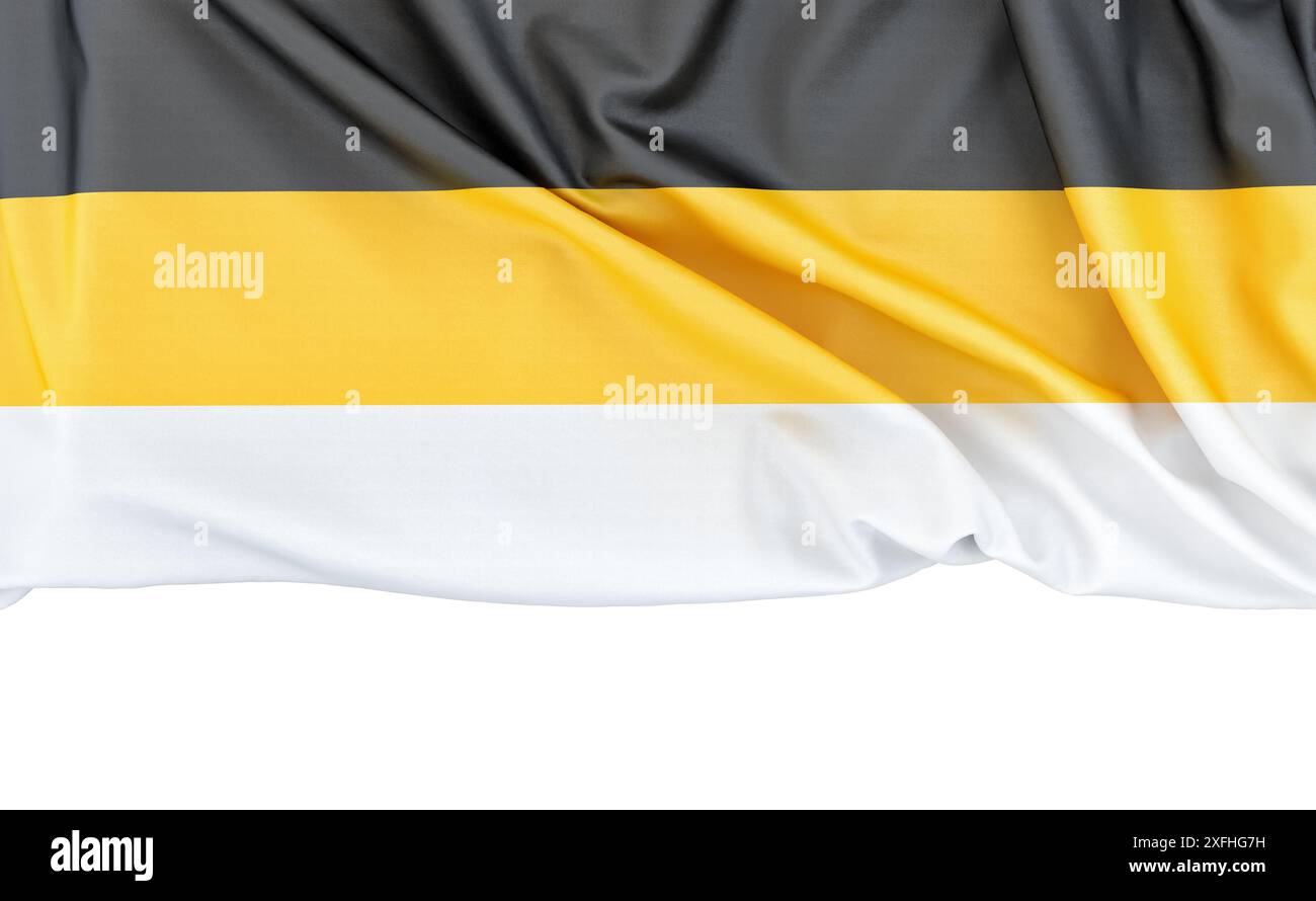 Flag of Russian Empire isolated on white background with copy space below. 3D rendering Stock ...