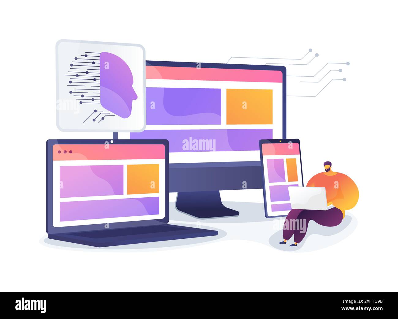 AI-Ensured Multi-Channel Customer Engagement abstract concept vector ...