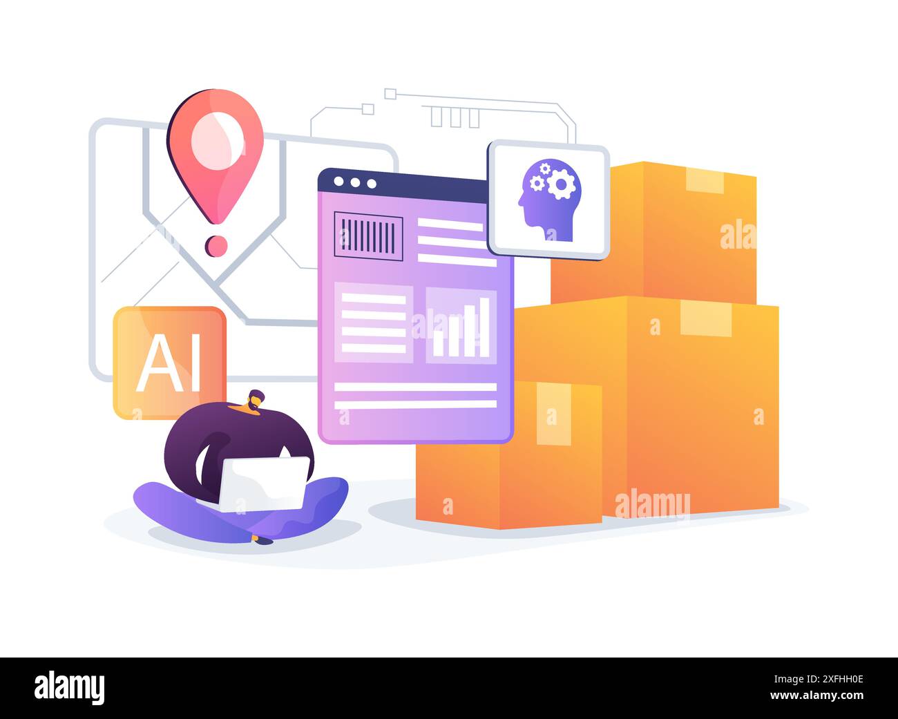 Real-Time Supply Chain Visibility with AI abstract concept vector ...