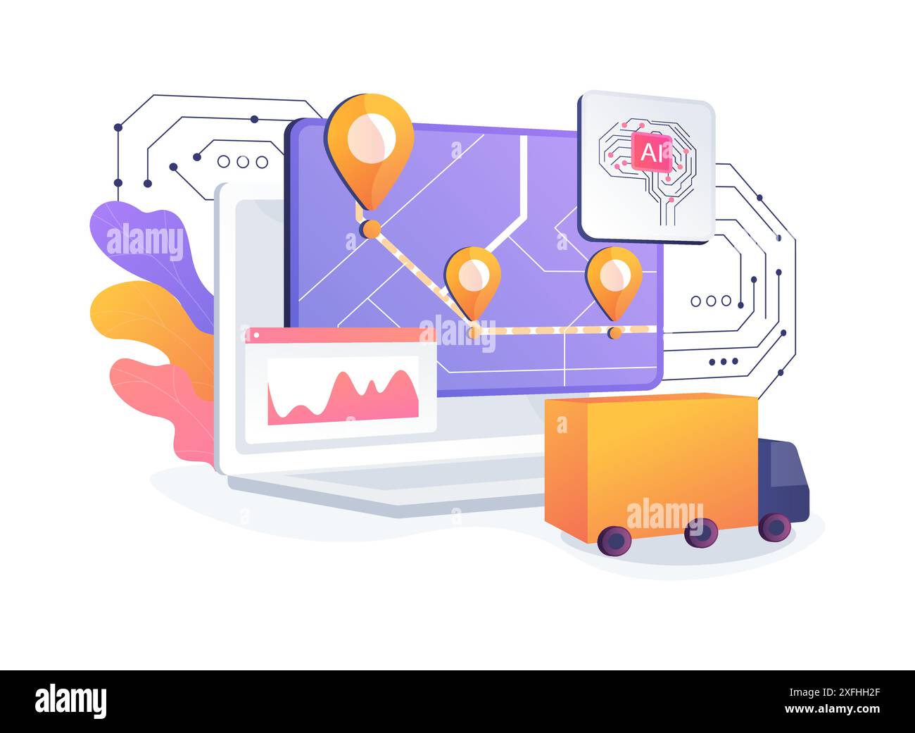 AI-Enhanced Transportation Management abstract concept vector ...