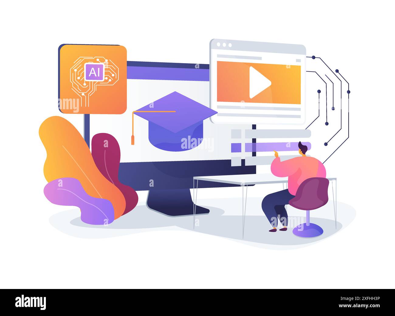 AI-Supported Employee Training abstract concept vector illustration ...