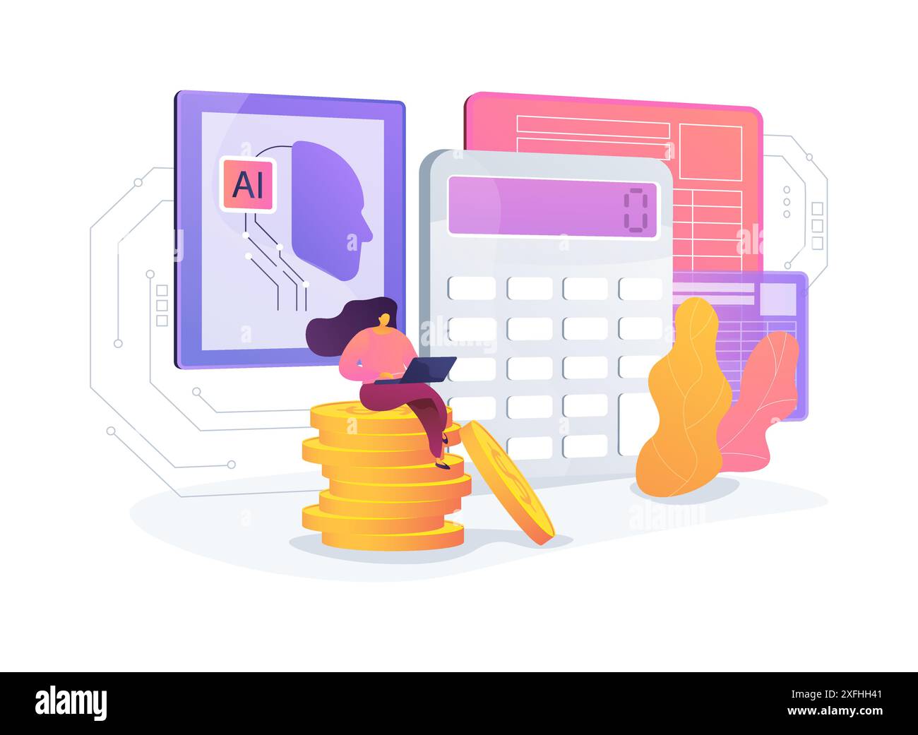 AI-Backed Payroll and Benefits Management abstract concept vector ...