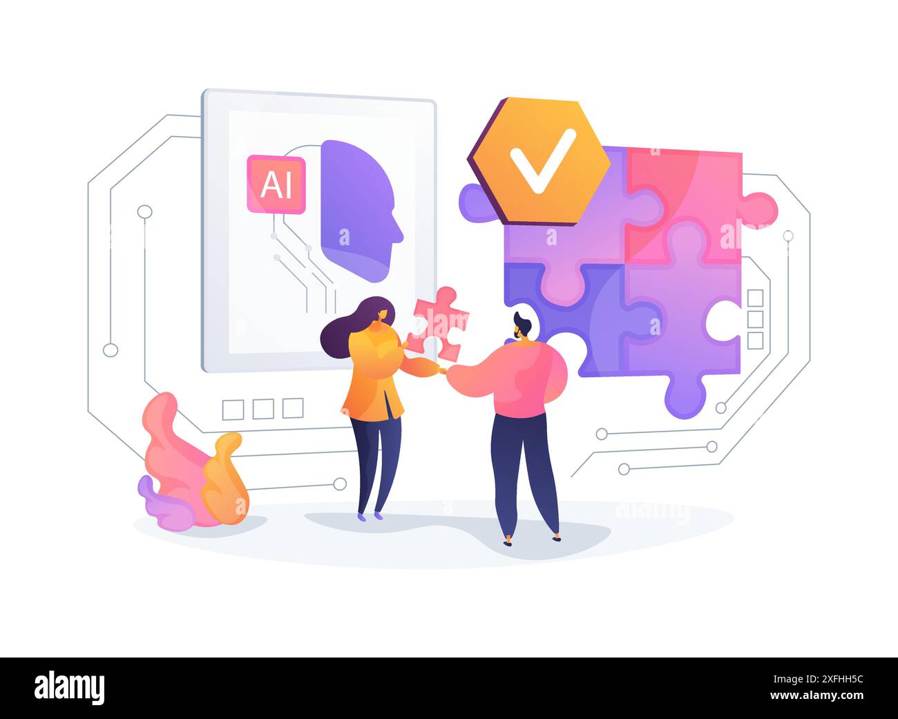 AI-Assisted Conflict Resolution abstract concept vector illustration ...