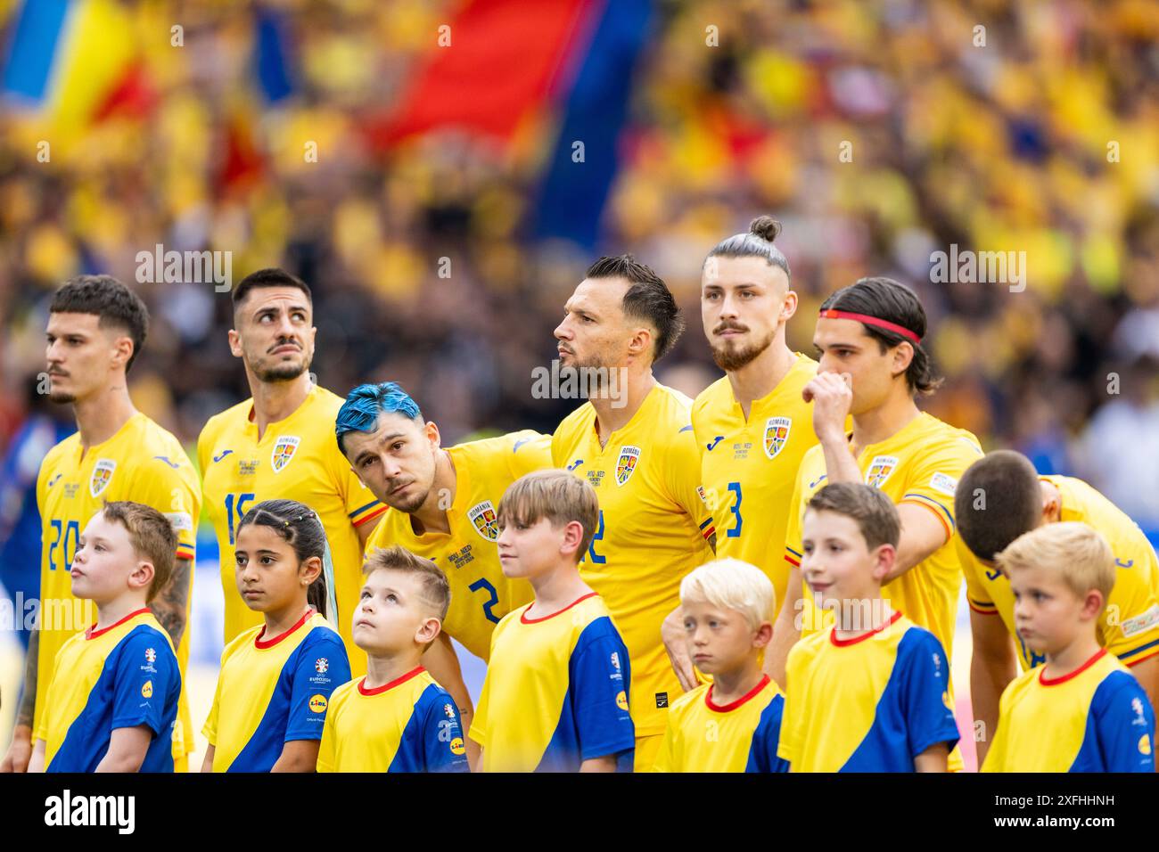 Munich, Germany. 02nd, July 2024. The players of Romania line up for ...