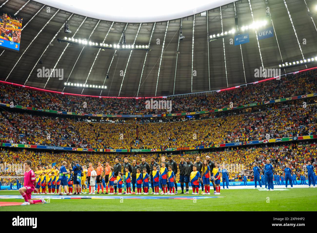 Munich, Germany. 02nd, July 2024. The players from the two teams line ...
