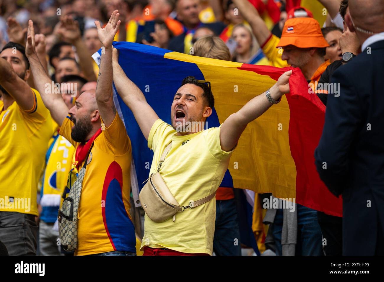 Munich, Germany. 02nd, July 2024. Football fans of Romania seen on the ...