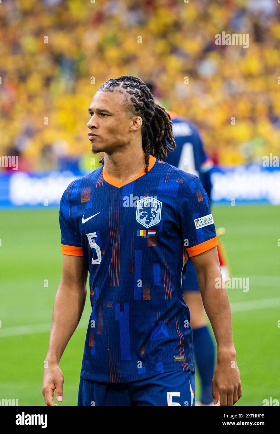 Munich, Germany. 02nd, July 2024. Nathan Ake (5) of the Netherlands ...