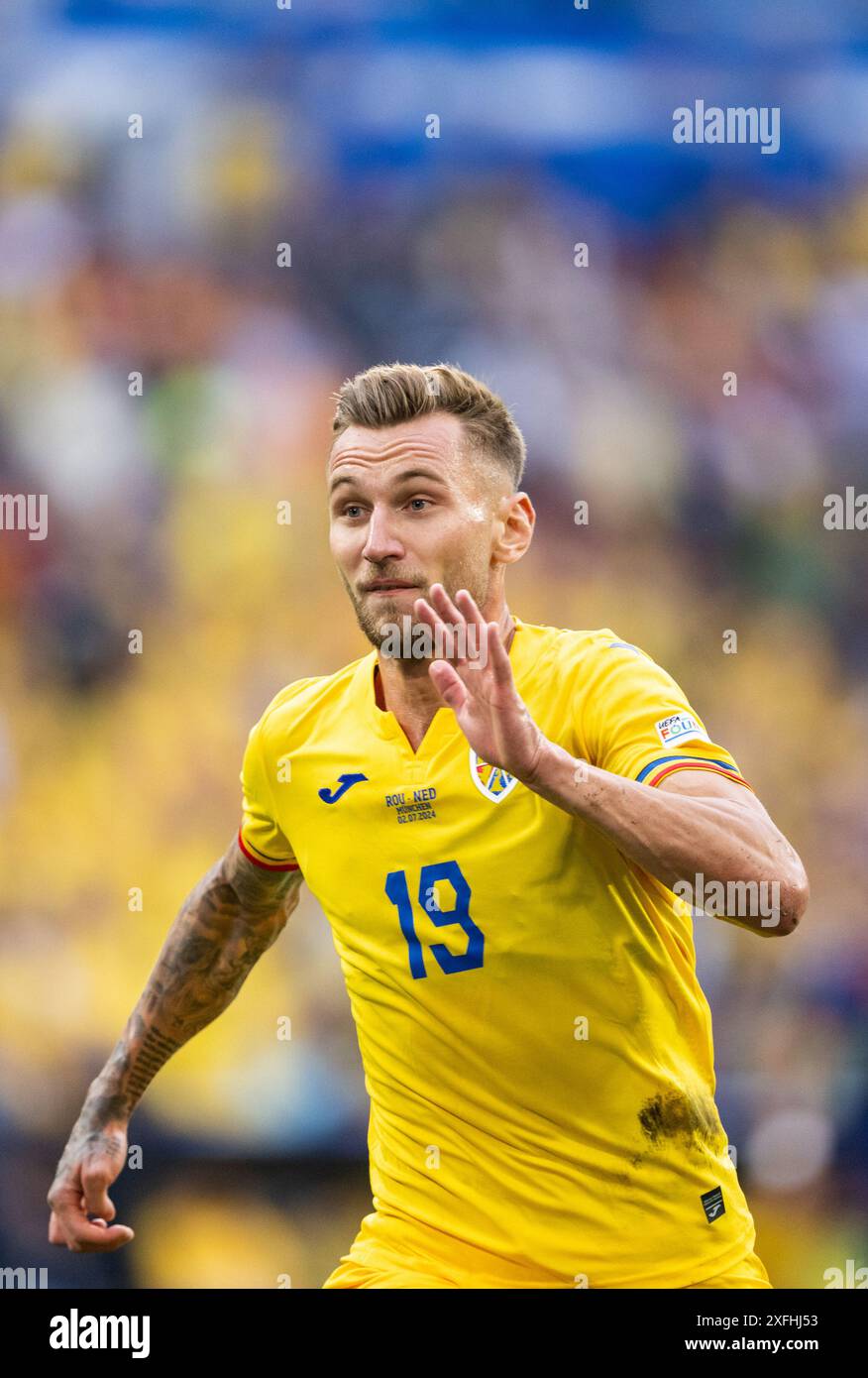Munich, Germany. 02nd, July 2024. Denis Dragus (19) of Romania seen ...