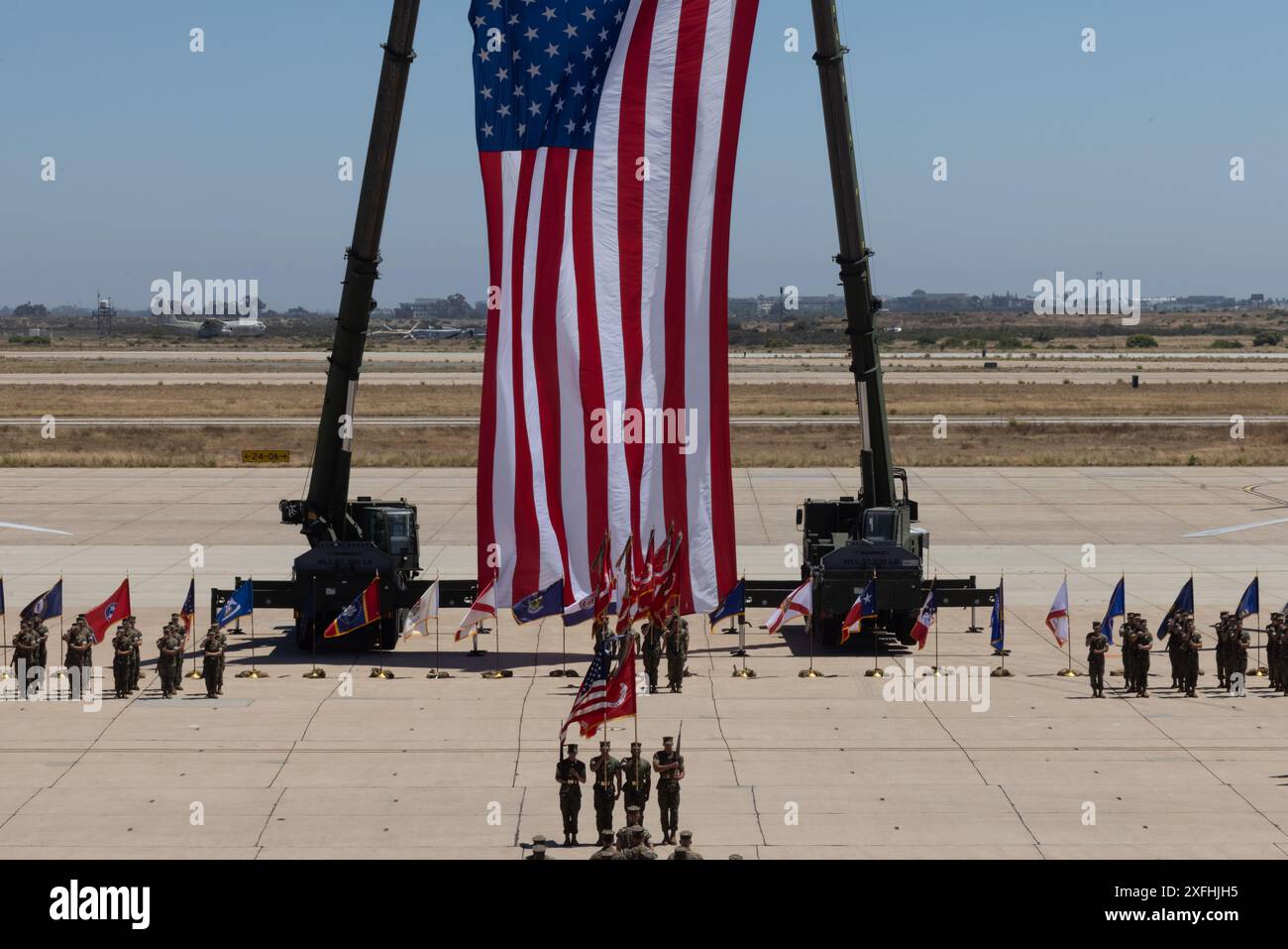 U.S. Marines with 3rd Marine Aircraft Wing stand in formation during ...