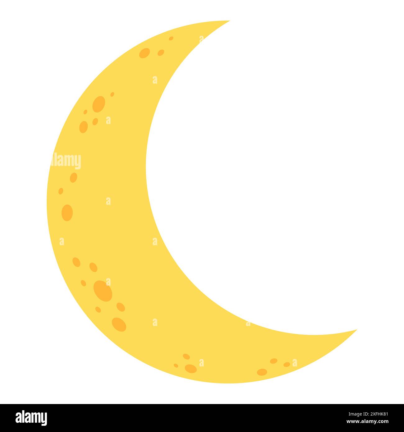Yellow crescent. Moon phase. Vector illustration in flat style Stock ...